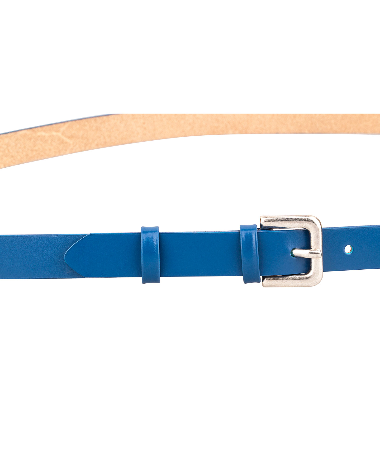 Buy Women's Blue Skinny Belt - Nappa Leather - LeatherBeltsOnline.com