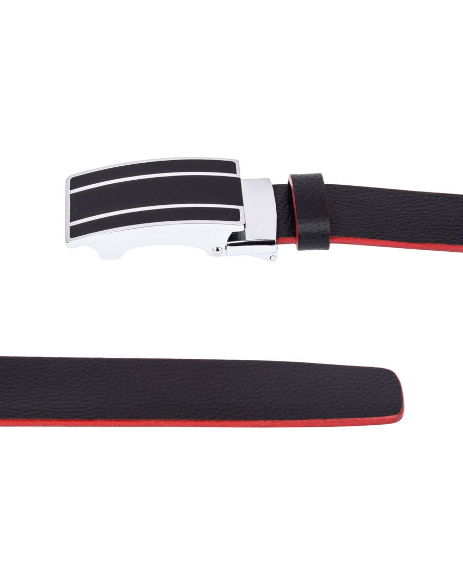 Buy Black Automatic Belt with Red Edges | Capo Pelle | Free Shipping
