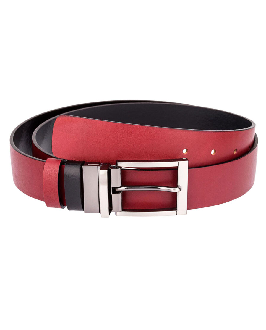 Buy Reversible Burgundy Leather Belt - Italian Calfskin - Free Shipping