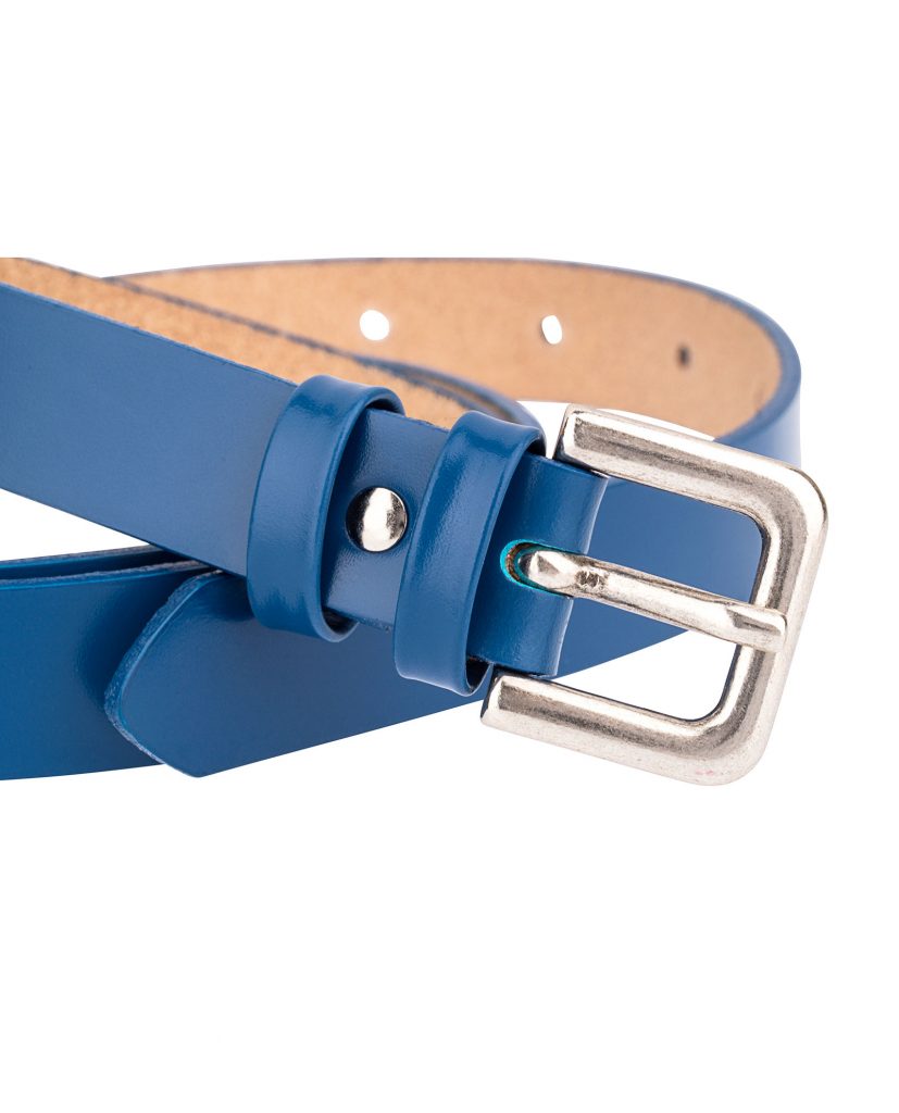 Buy Women's Blue Skinny Belt - Nappa Leather - LeatherBeltsOnline.com