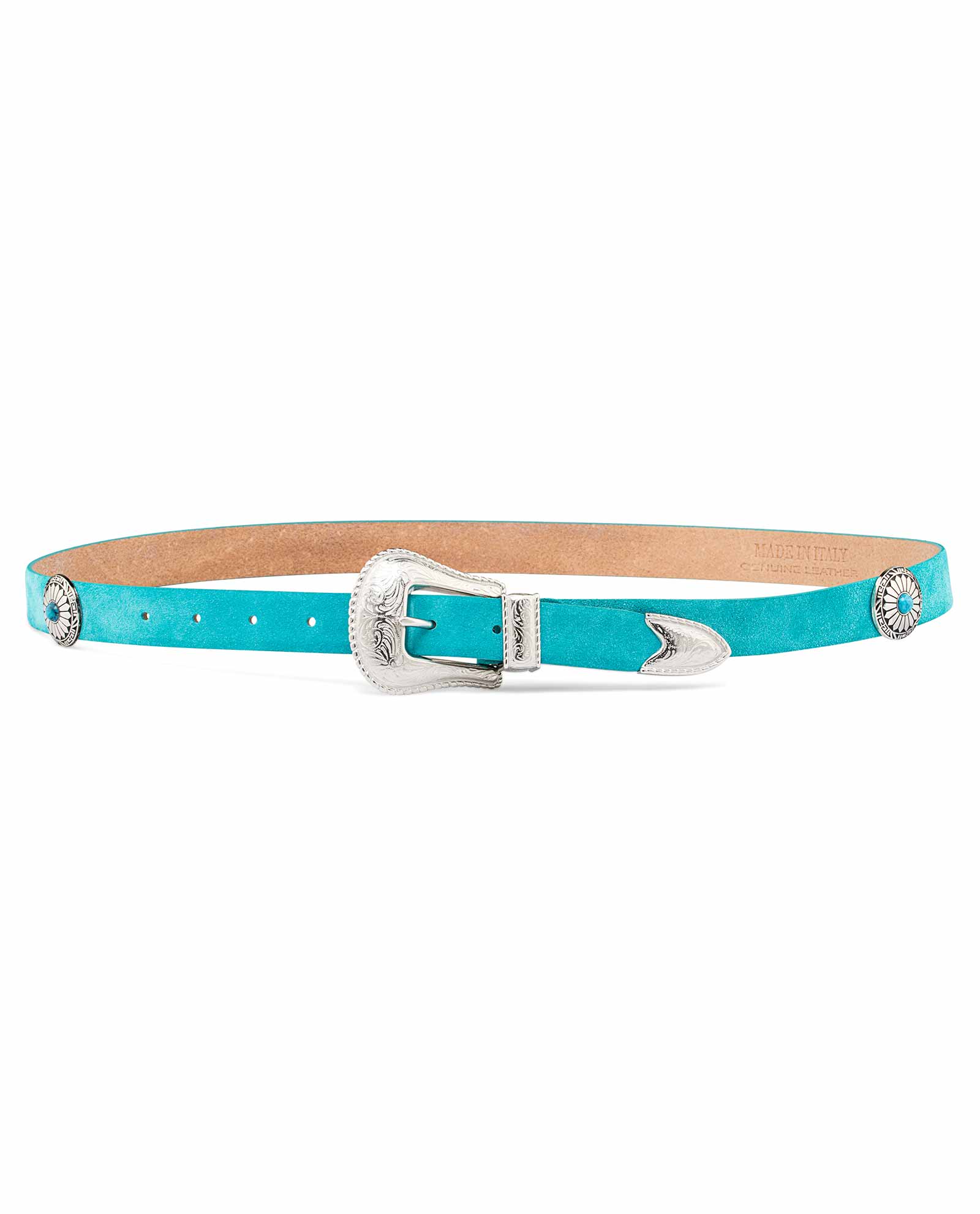 Buy Women's Turquoise Concho Belt - LeatherBeltsOnline.com - Free Ship