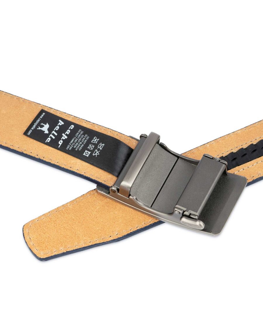 Buy Mens Blue Comfort Click Belt | Gray Buckle | Capo Pelle