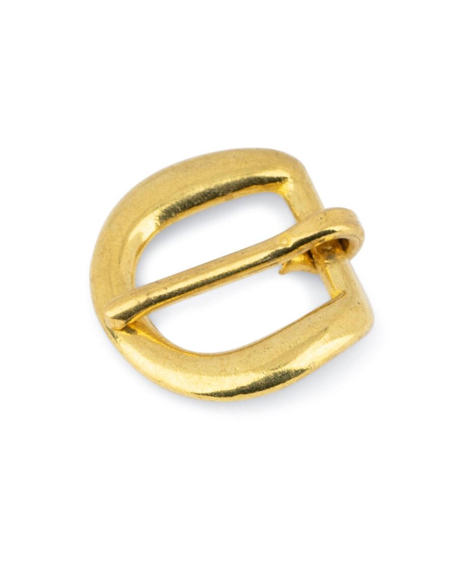 Buy Rounded Corner Small Brass Belt Buckle 15 mm | LeatherBeltsOnline.com