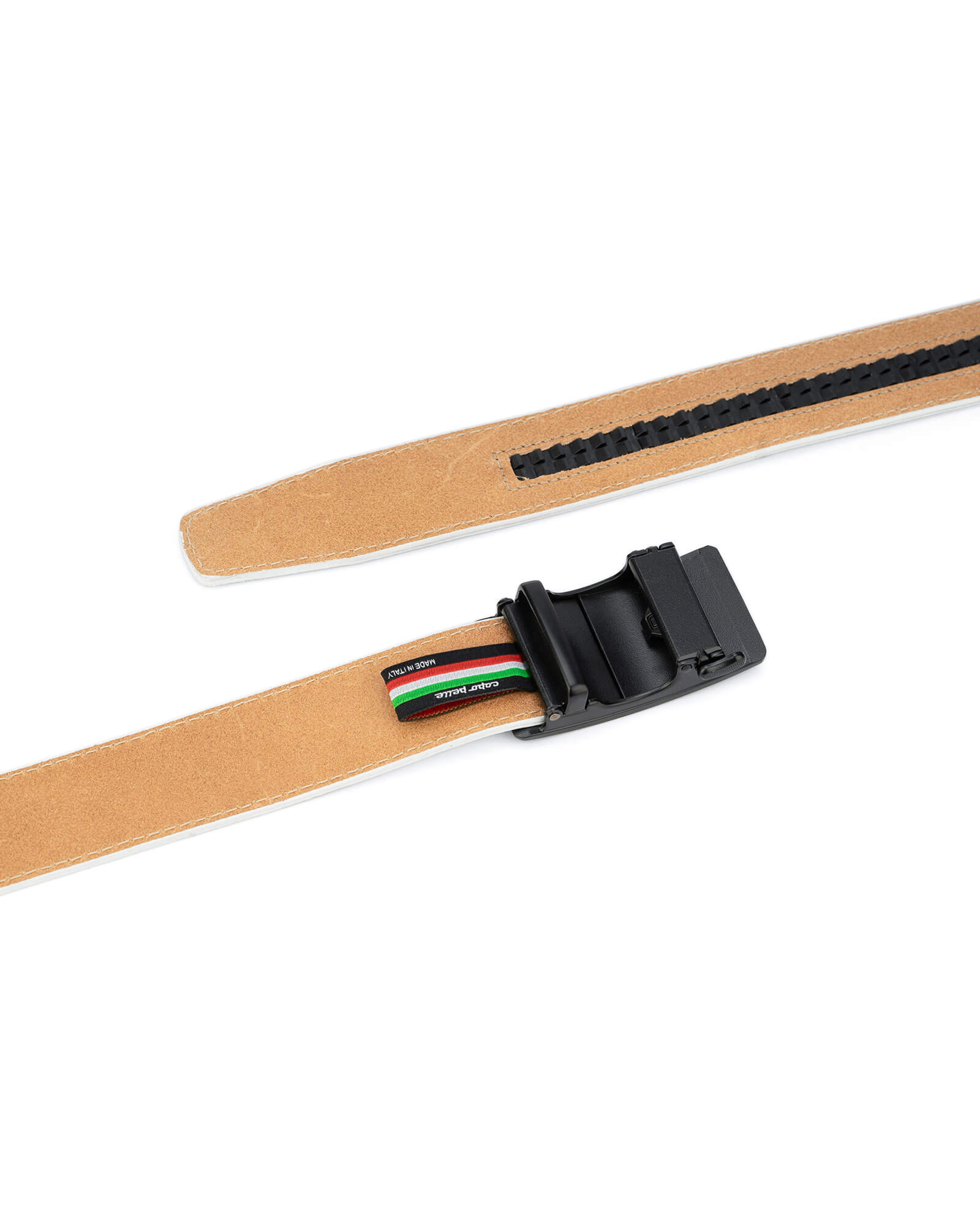 Buy White Comfort Click Belt With Black Buckle | LeatherBeltsOnline.com