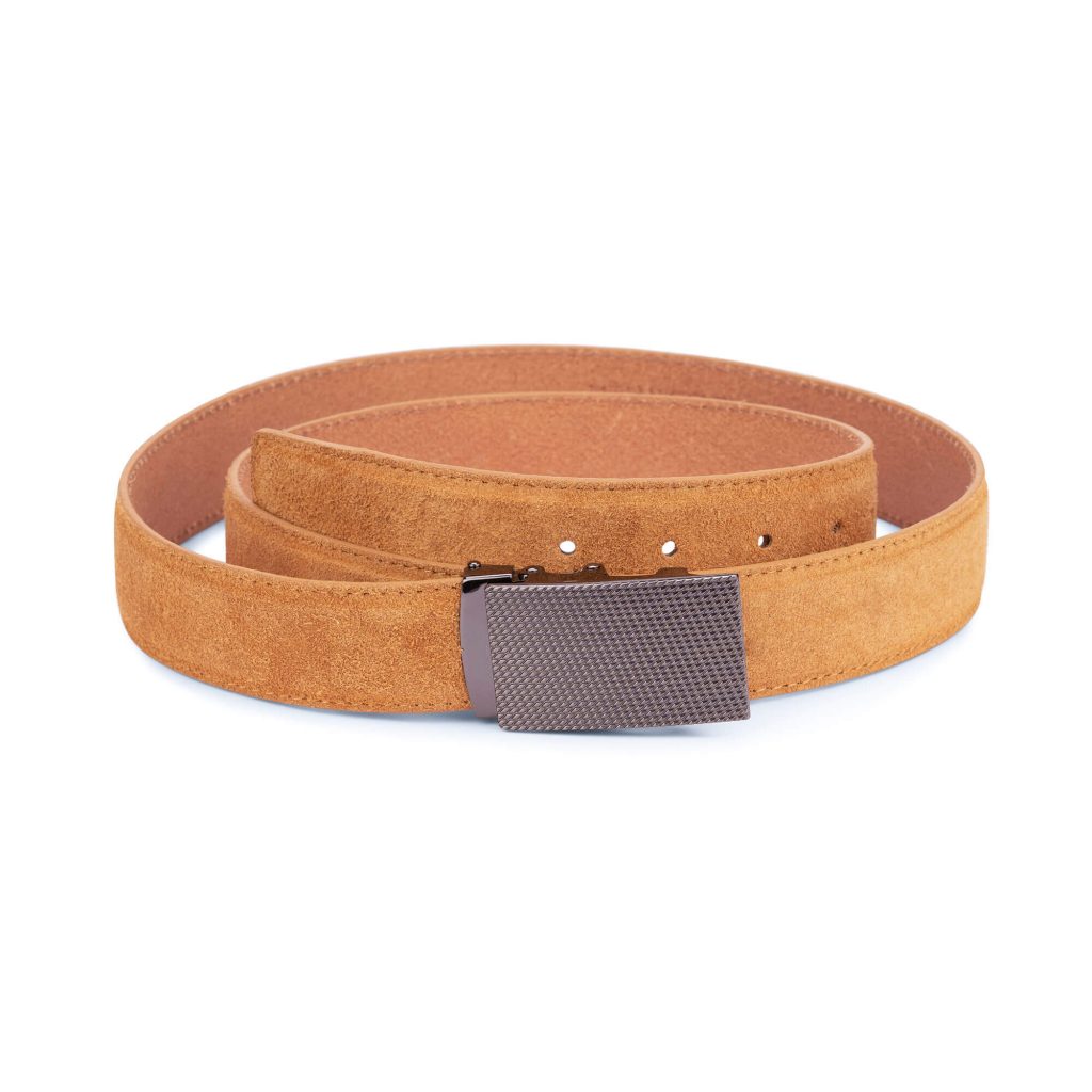 Buy Camel Suede Comfort Click Belt | LeatherBeltsOnline.com