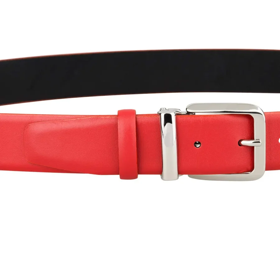 Buy Mens Red Belt With Nickel Silver Buckle | LeatherBeltsOnline.com