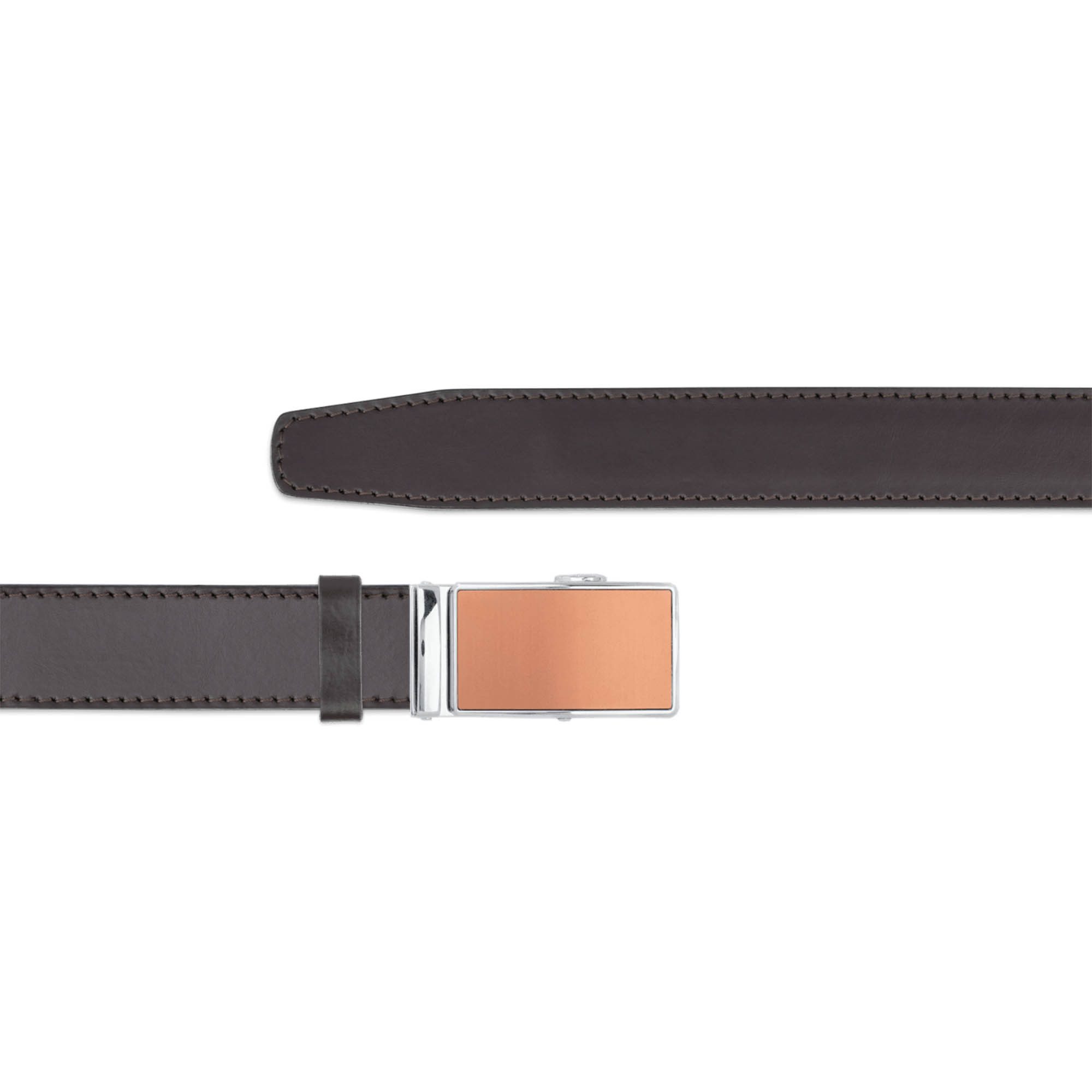 Buy Brown Leather Comfort Click Belt With Copper Plaque Buckle