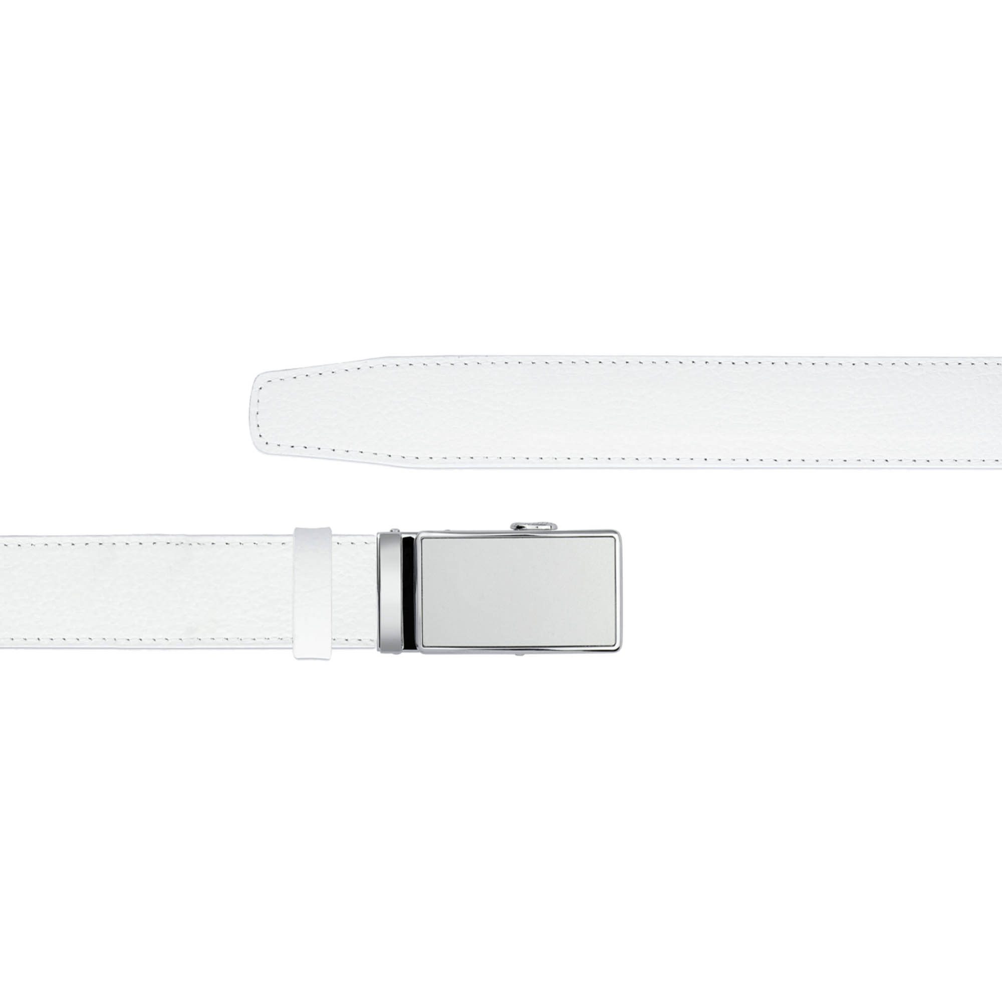 Buy White Ratchet Mens Belt With Plaque Buckle - Capo Pelle