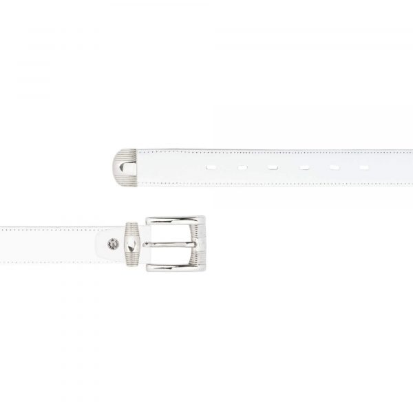 Buy White Leather Belt With Metal Tip - LeatherBeltsOnline.com