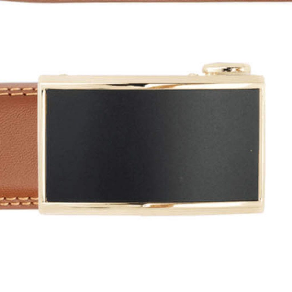 Buy Mens Brown Click Belt With Gold Buckle - Capo Pelle