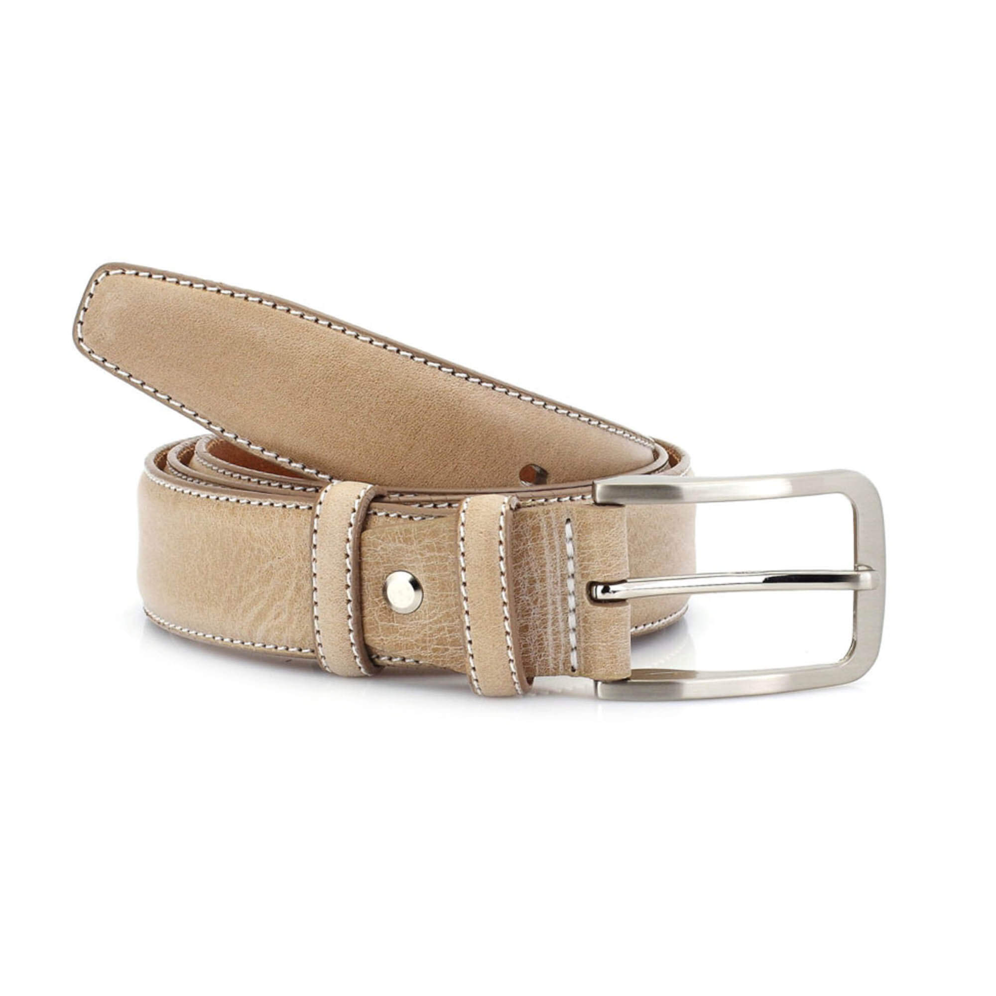 Buy Beige Mens Belt For Suit - Feather Edges Stitched