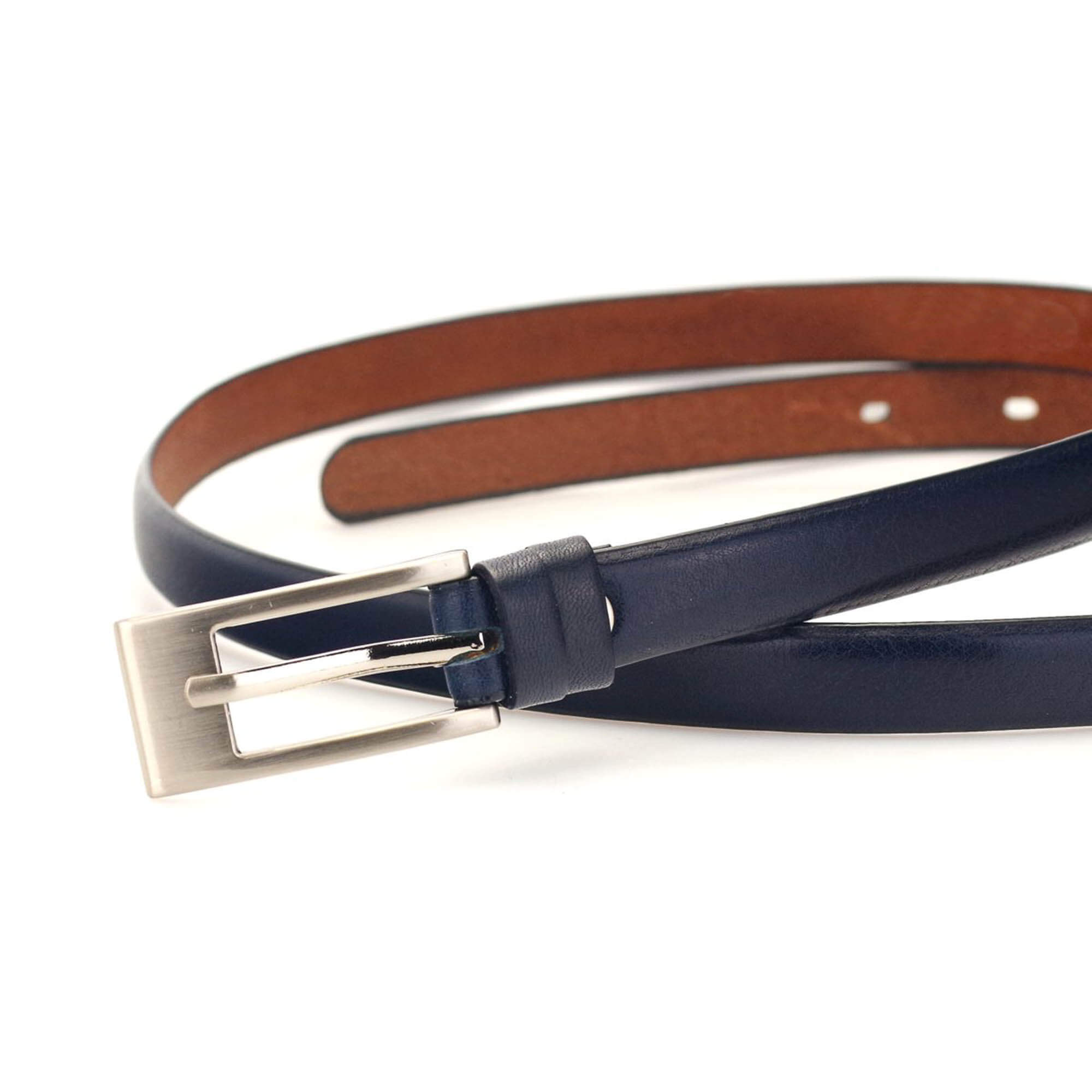Buy Skinny Womens Navy Blue Belt For Dress | LeatherBelts