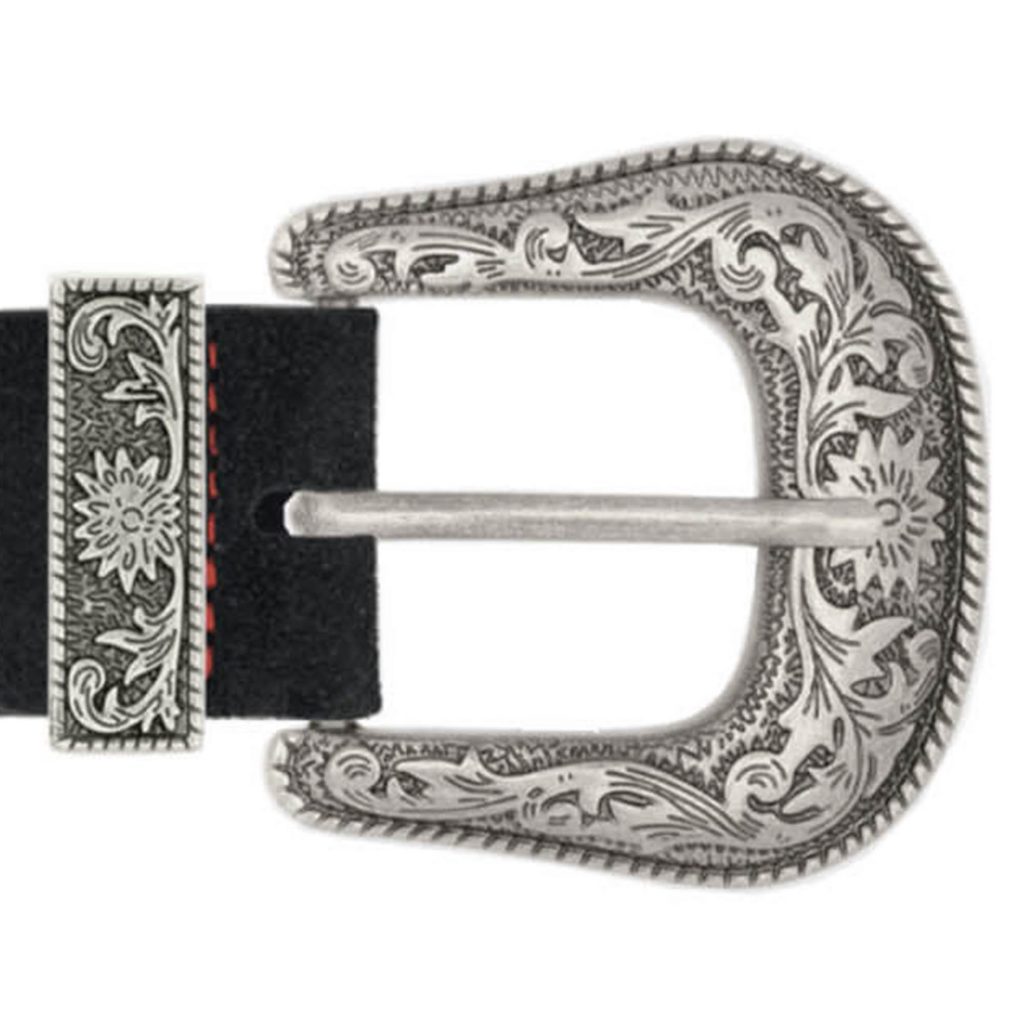 Buy Suede Black Ranger Belt - Red Stitching - LeatherBeltsOnline