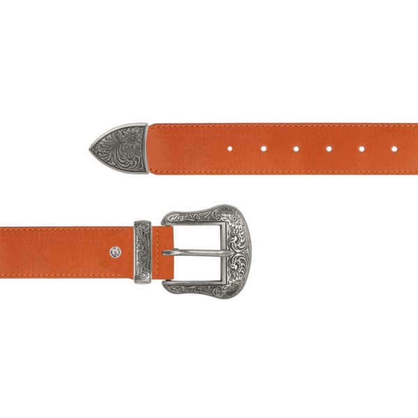 Buy Wide Tan Western Ranger Belt With Silver Buckle - Capo Pelle