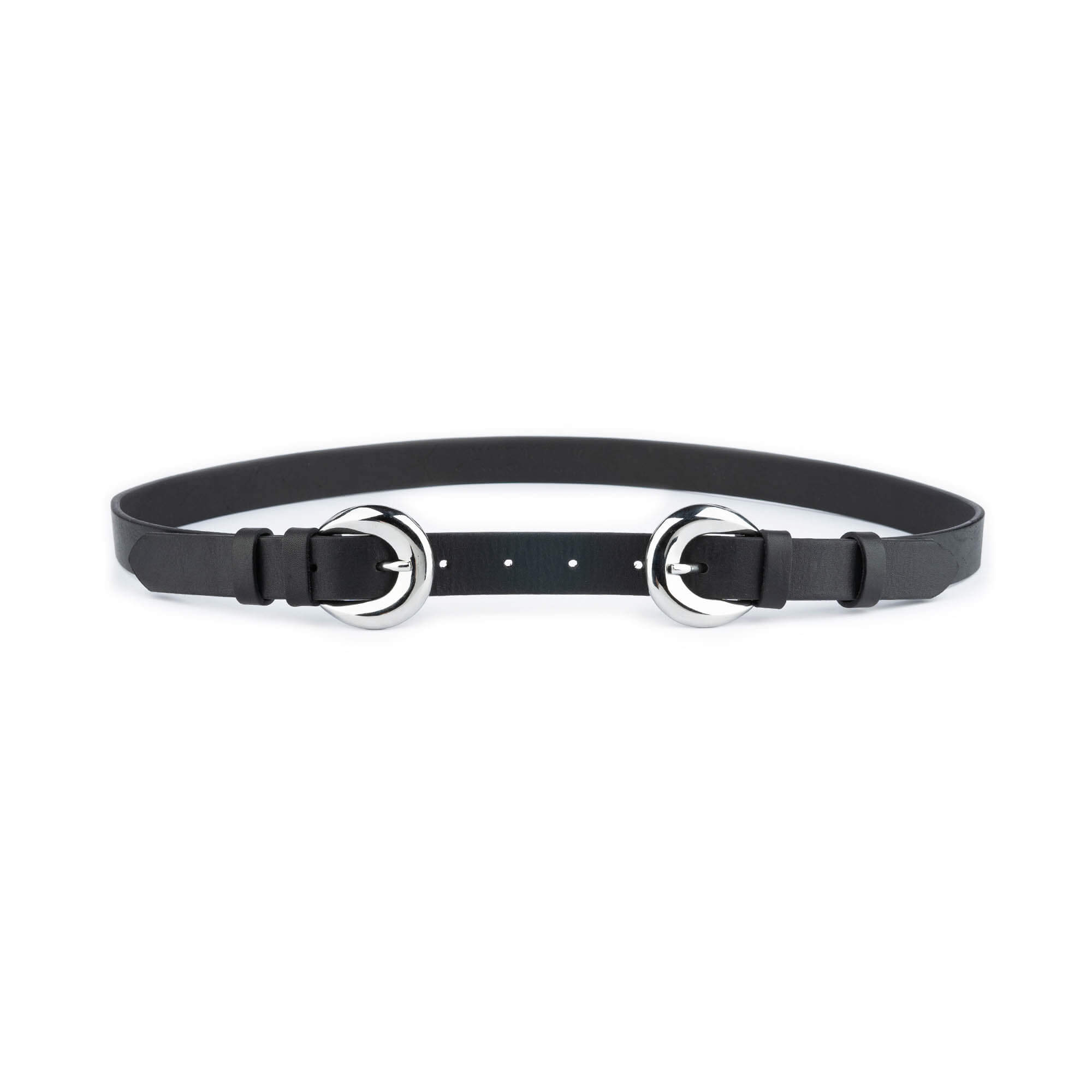 Buy Womens Double Buckle Belt - Black Genuine Leather
