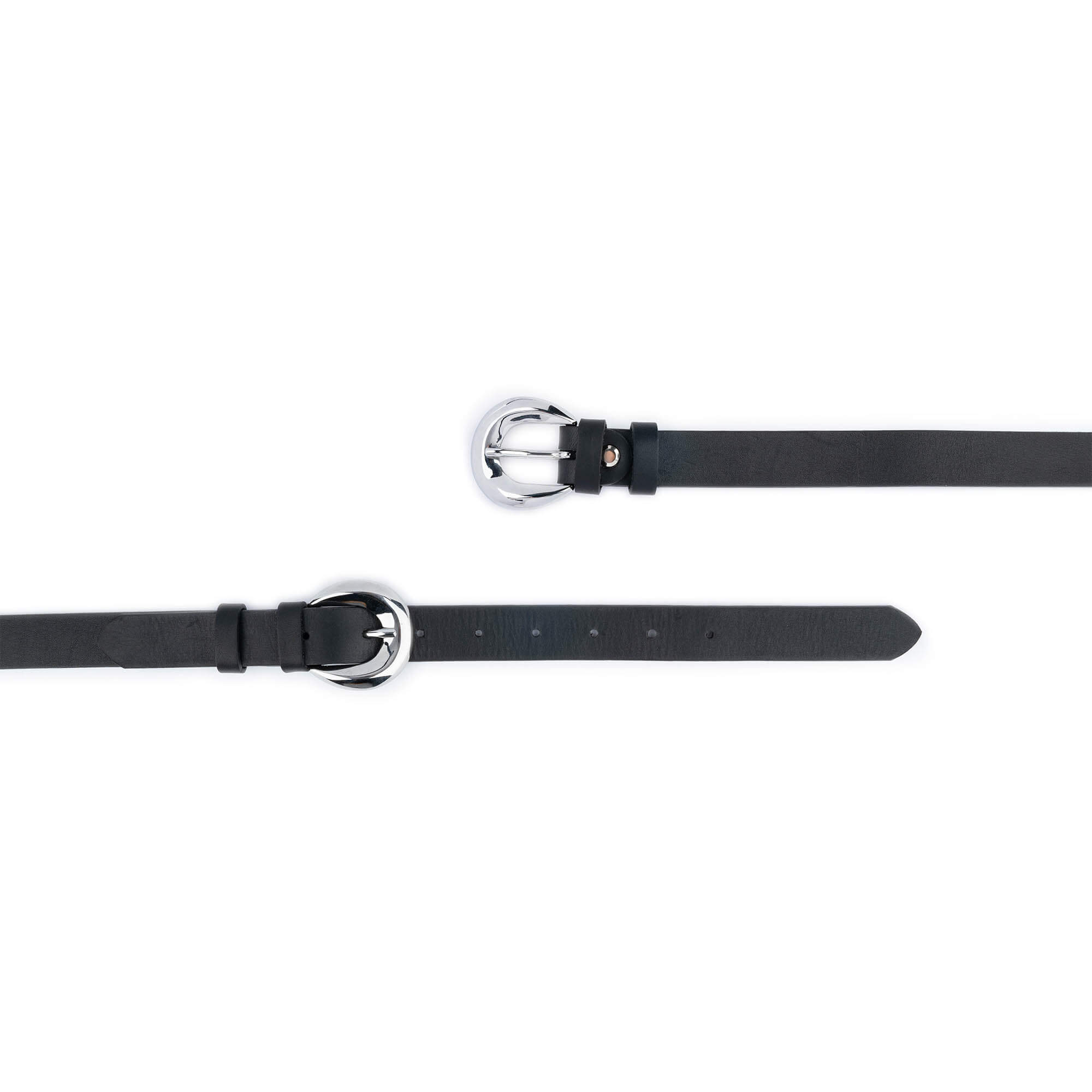 Buy Womens Double Buckle Belt - Black Genuine Leather