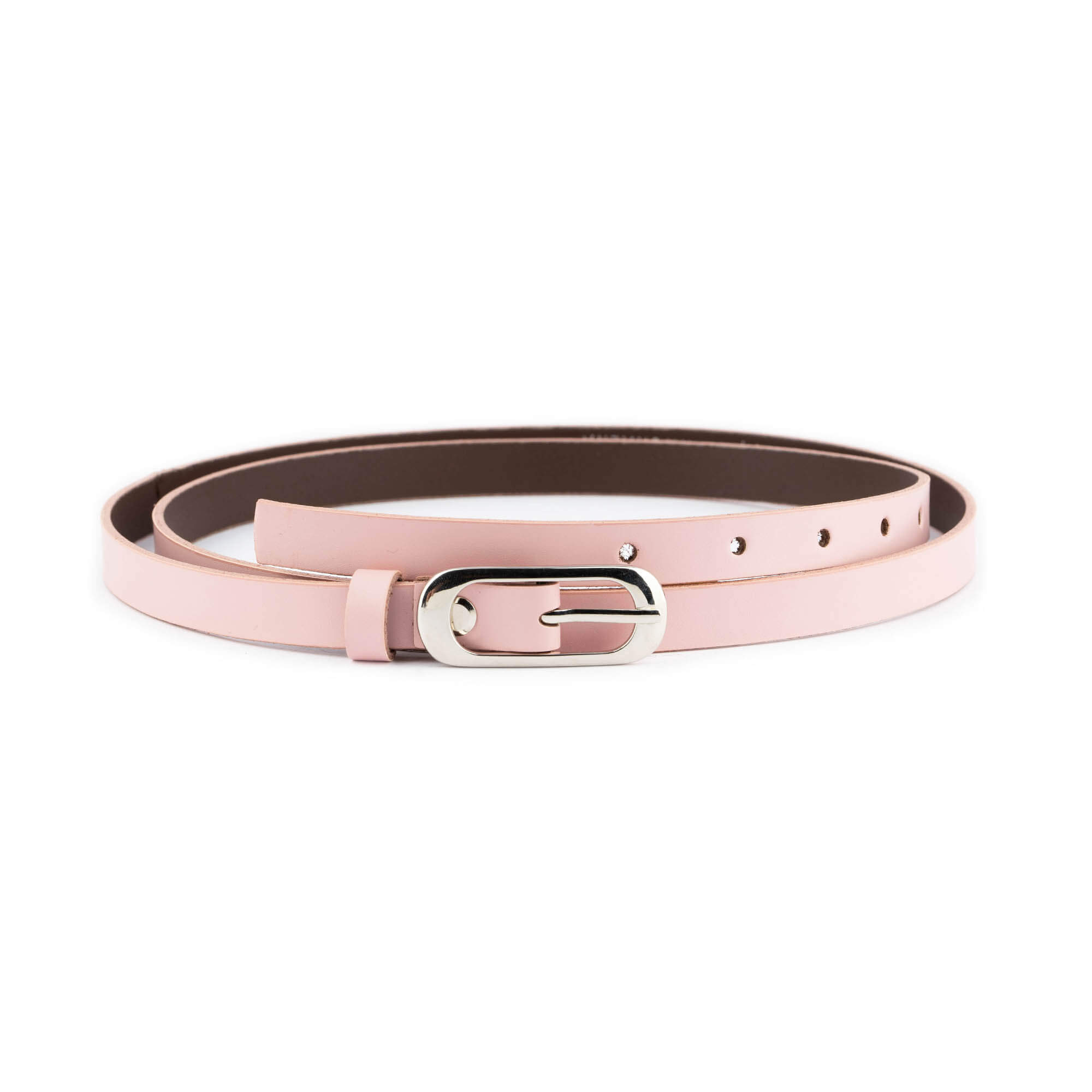 Buy Ladies Skinny Pink Leather Belt For Dress 1.5 Cm
