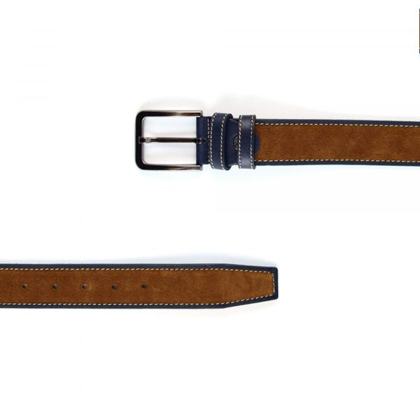 Buy Tan Suede Belt For Men - With Blue - LeatherBeltsOnline.com