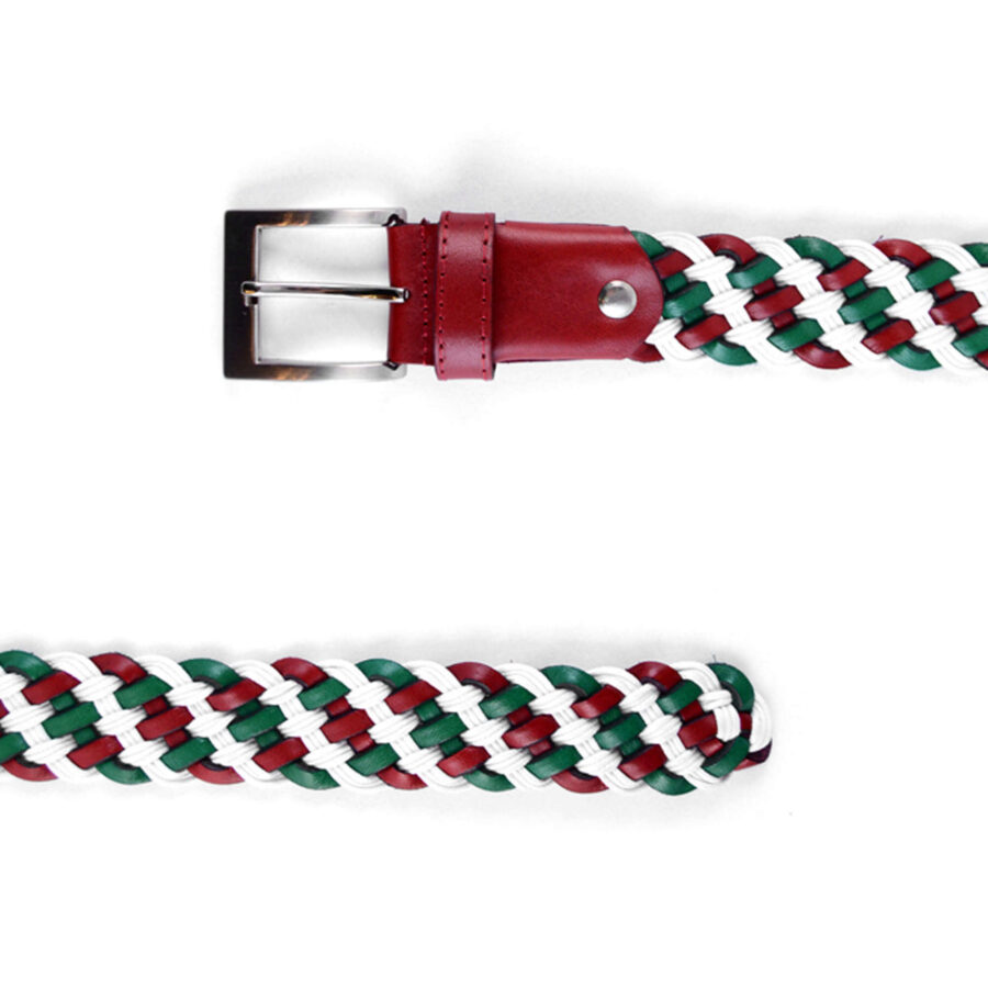 Buy Woven Mens Summer Belt - Italian Colorful White Red Green