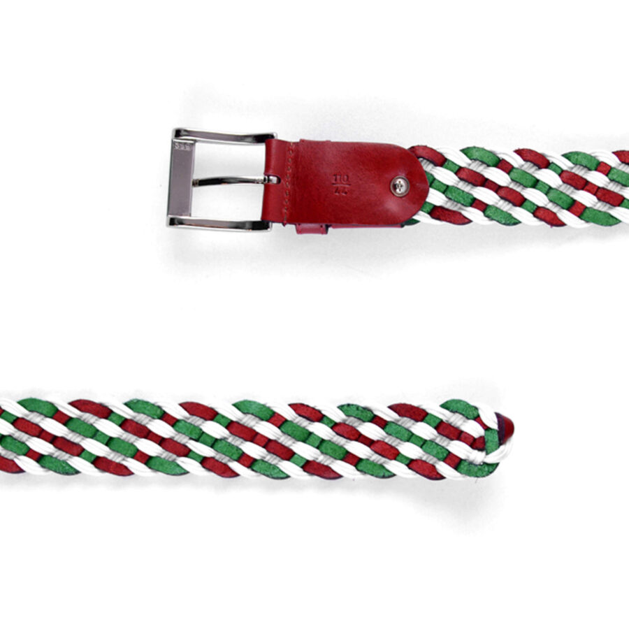 Buy Woven Mens Summer Belt - Italian Colorful White Red Green