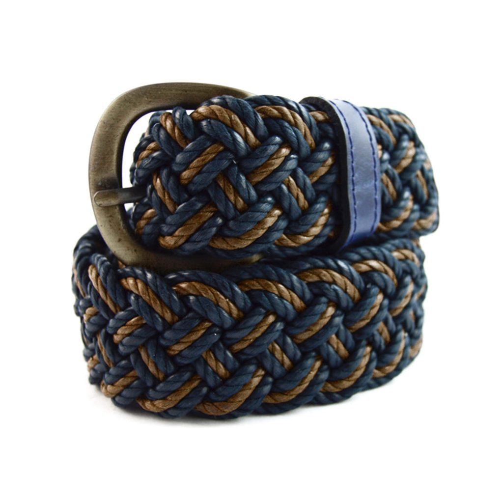 Buy Woven Navy Blue Belt For Mens Shorts - LeatherBeltsOnline.com