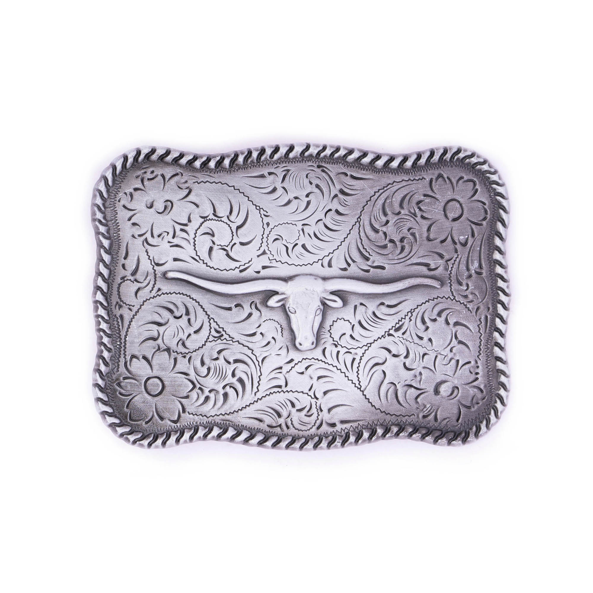 Buy Longhorn Belt Buckle Mens Western Silver - LeatherBeltsOnline.com