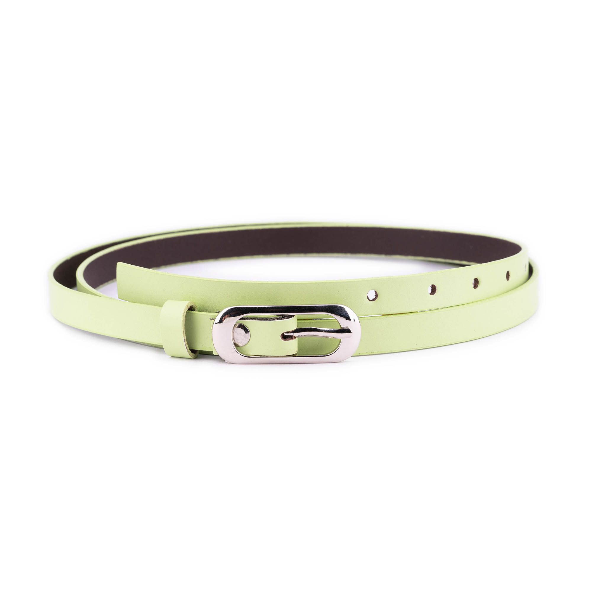 Buy Light Green Skinny Womens Belt - LeatherBeltsOnline.com