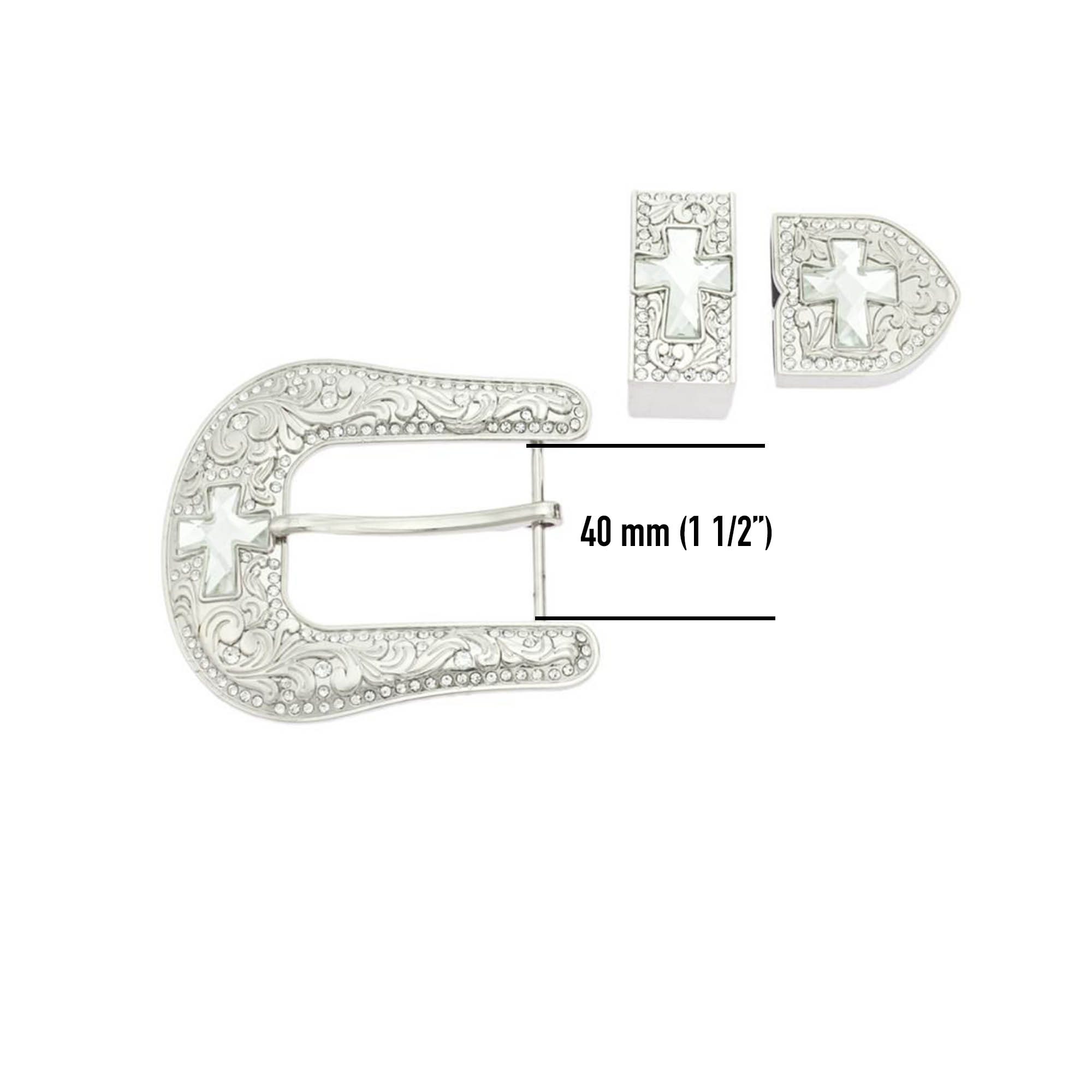Buy Western Rhinestone Belt Buckle With Cross 3 Piece Set ...